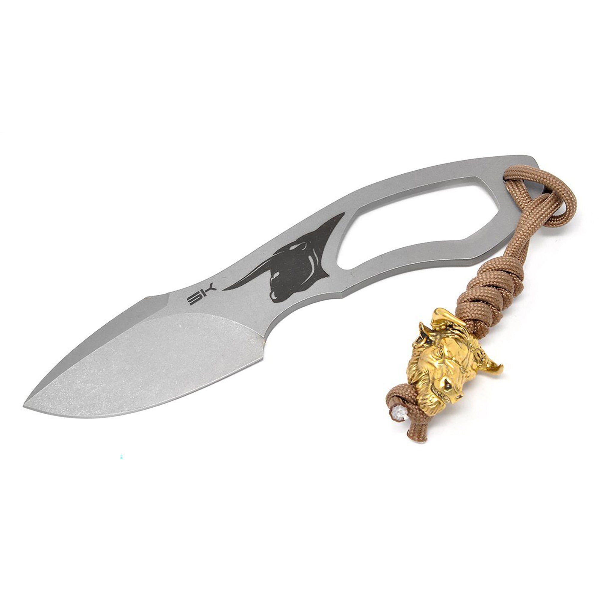 N.C.Custom BULL | AUS-8 Skeleton Fixed Blade with Brass Lanyard ...